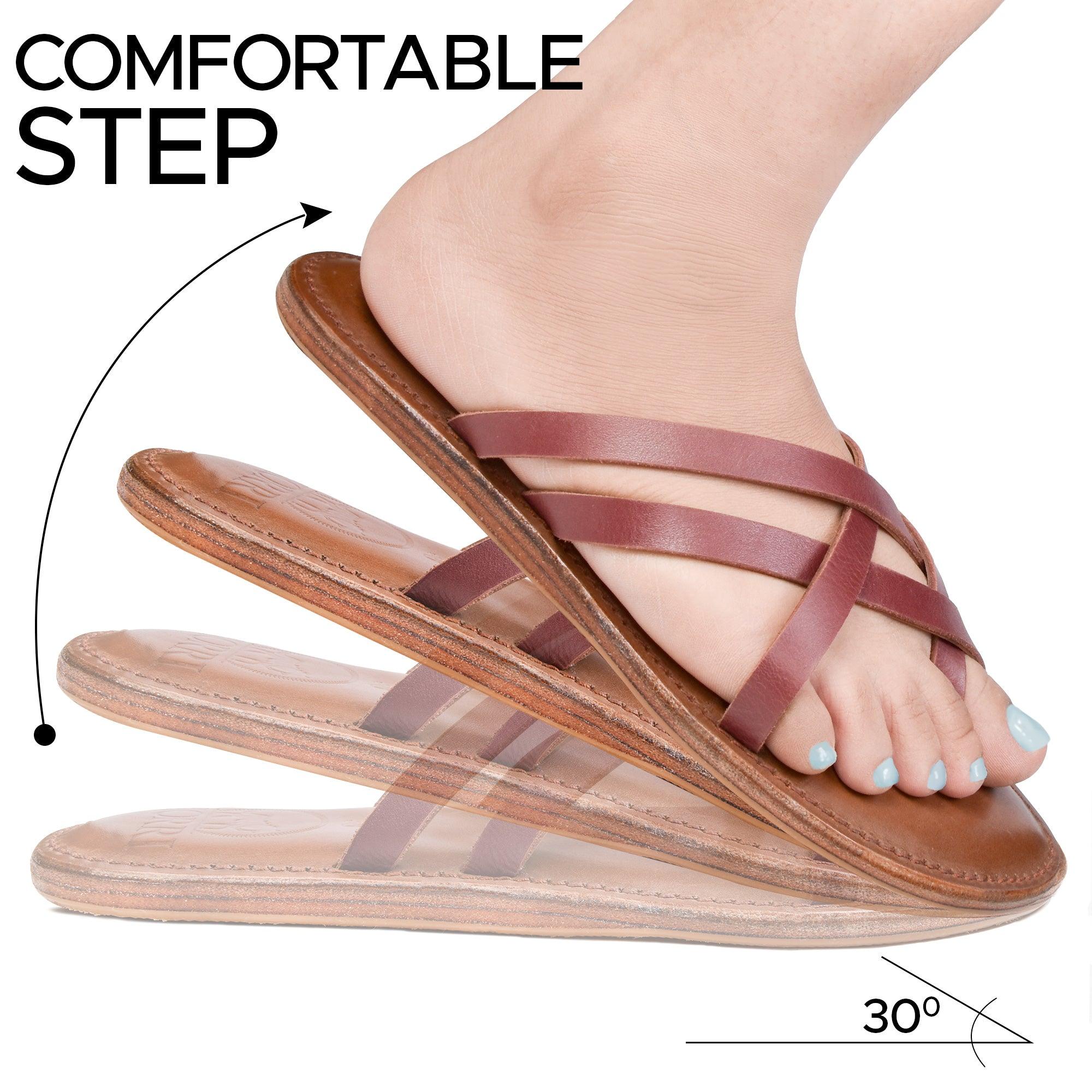 PIORRI by Aerothotic - Dione Women’s Split Toe Strappy Natural Leather ...